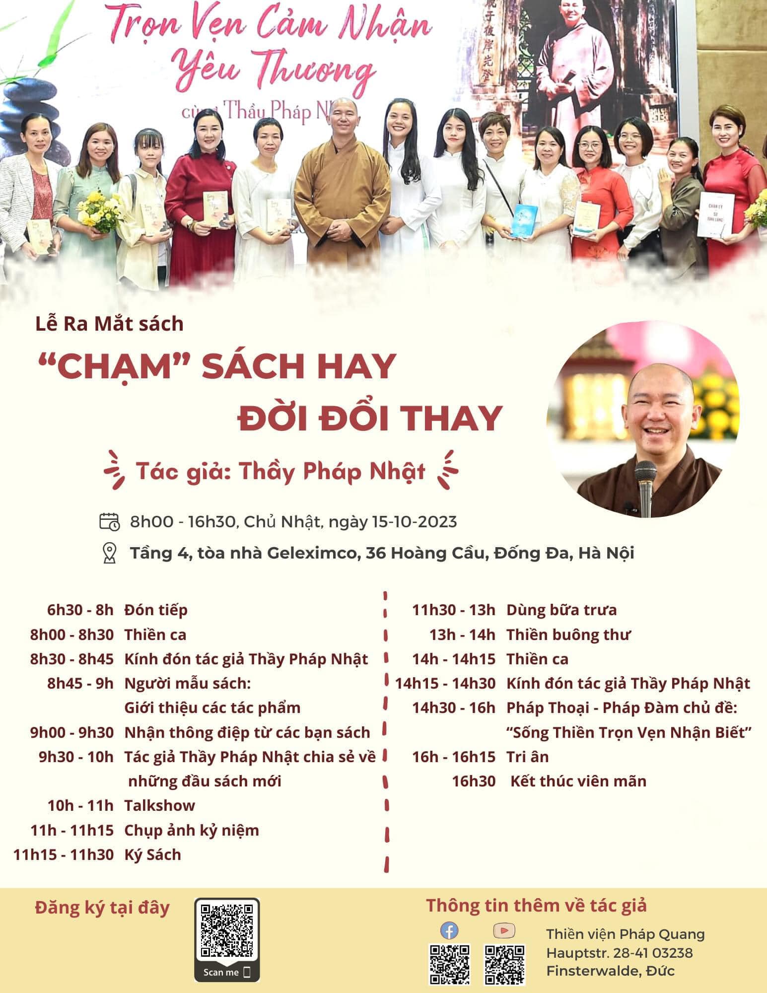 Lễ Ra Mắt Sách 15-10-2023 tại Hà Nội - THẦY PHÁP NHẬT